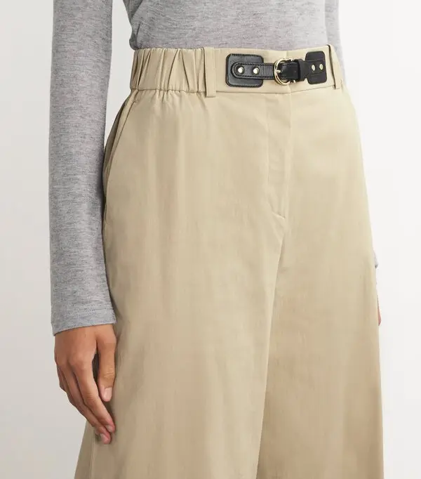 Maje Cotton Gabardine Wide-leg Trousers - Brown