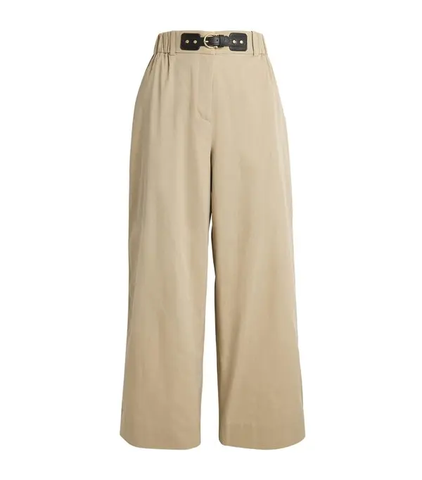 Maje Cotton Gabardine Wide-leg Trousers - Brown