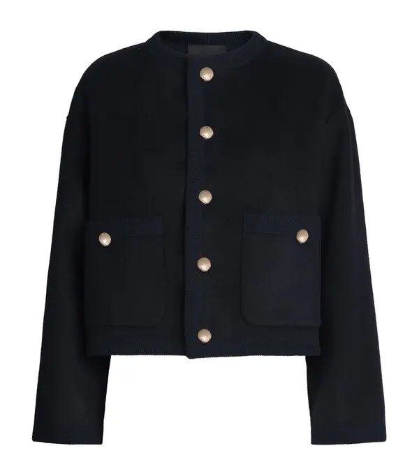 Maje Wool-blend Double-faced Jacket With Tie Detail - Blue
