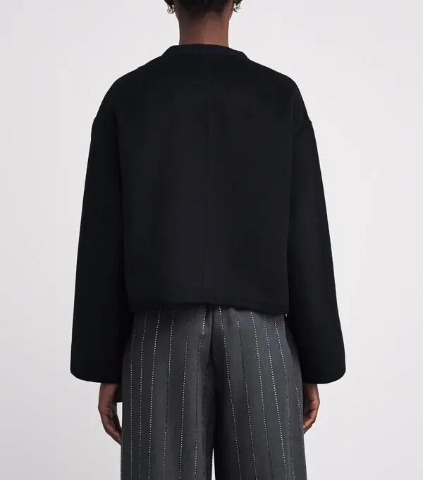 Maje Wool-blend Double-faced Jacket With Tie Detail - Blue