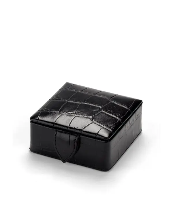 ASPINAL OF LONDON Small Leather Stud Box - Black