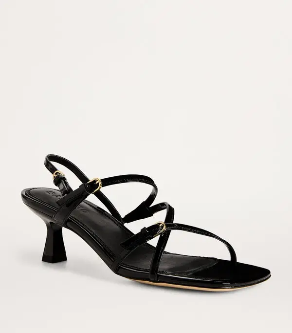 Sandro Leather Heeled Sandals With Gold-tone Hardware - Black