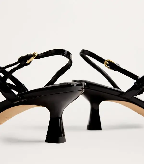 Sandro Leather Heeled Sandals With Gold-tone Hardware - Black