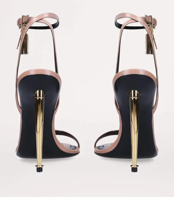 TOM FORD Leather Padlock Stiletto Sandals - Nude