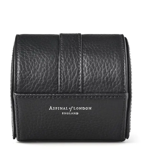 ASPINAL OF LONDON Leather Watch Roll - Black