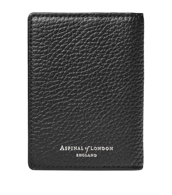 ASPINAL OF LONDON Leather Folded Card Holder - Black