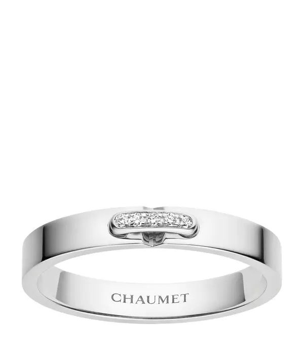 CHAUMET Platinum And Diamond Liens Évidence Wedding Ring - Silver