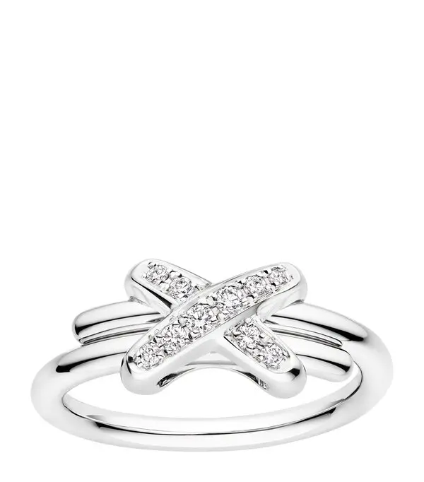 CHAUMET 18 Karat White Gold And Diamond Jeux De Liens Ring - Silver