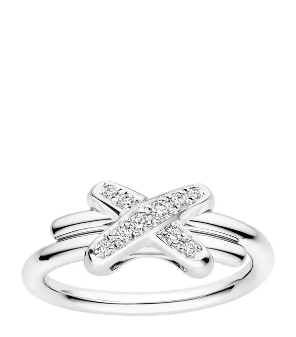 CHAUMET 18 Karat White Gold And Diamond Jeux De Liens Ring - Silver