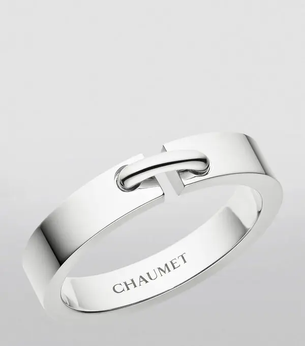 CHAUMET White Gold Liens Évidence Band Ring - Silver