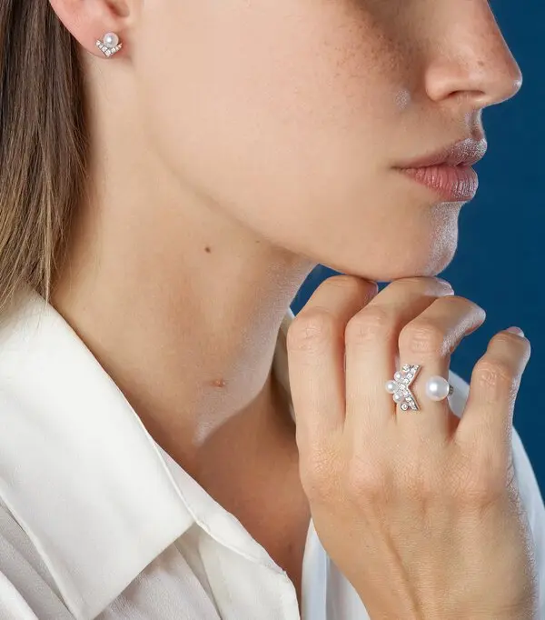 CHAUMET White Gold, Diamond And Pearl Aigrette Earrings