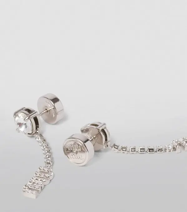 Miu Miu Crystal Logo Drop Earrings