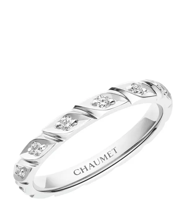 CHAUMET Platinum And Diamond Band Ring - Silver