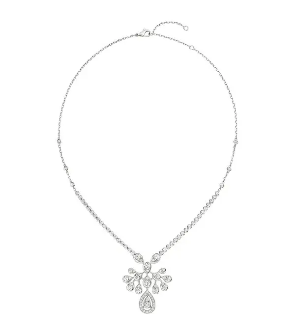 CHAUMET White Gold And Diamond Aigrette Impériale Pendant Necklace - Silver