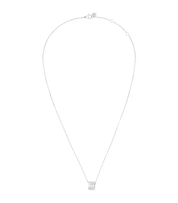 CHAUMET 18k White Gold Diamond Bee Pendant Necklace - Silver