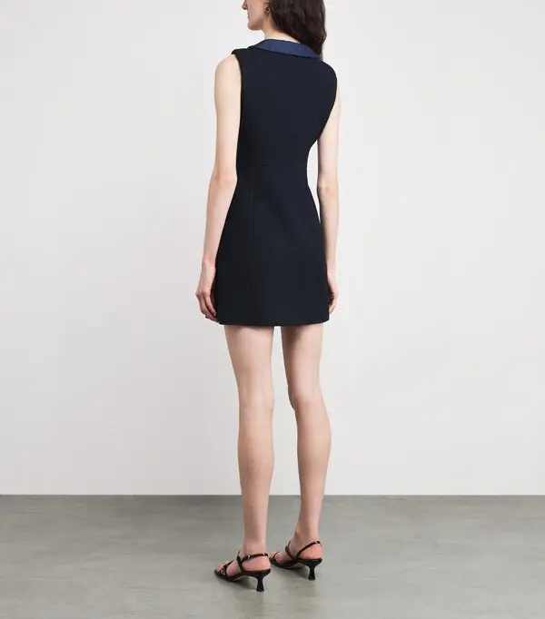Maje Sleeveless Tweed Mini Dress With Contrast Collar And Denim Trims - Blue