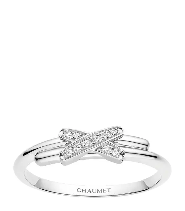 CHAUMET White Gold And Diamond Link Ring - Silver