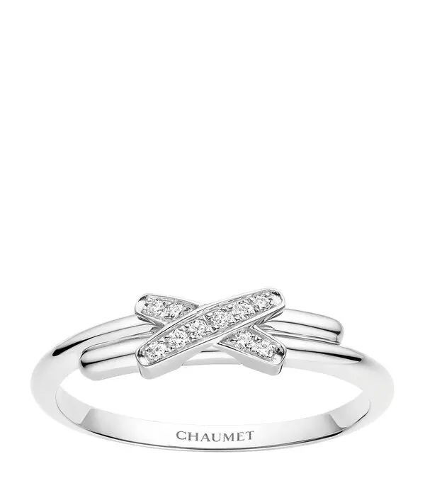 CHAUMET White Gold And Diamond Link Ring - Silver