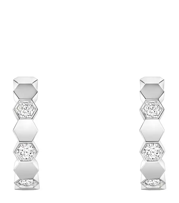 CHAUMET Bee De White Gold And Diamond Hoop Earrings - Silver