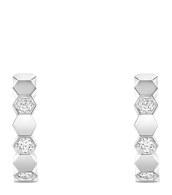 CHAUMET Bee De White Gold And Diamond Hoop Earrings - Silver