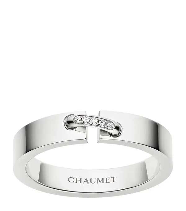 CHAUMET 18 Karat White Gold And Diamond Liens Évidence Wedding Band - Silver