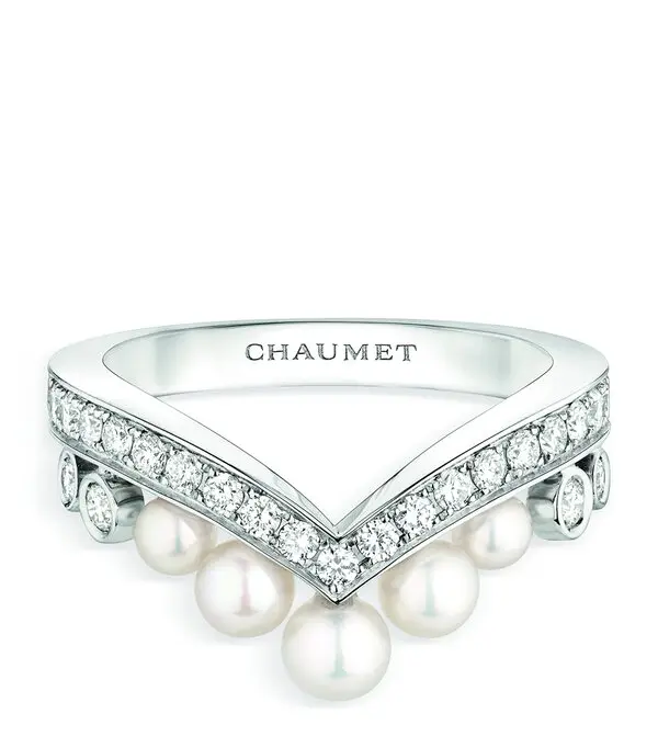 CHAUMET White Gold, Diamond And Pearl Joséphine Aigrette Ring - Silver