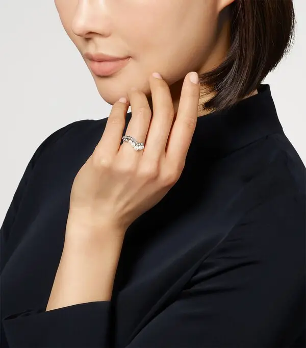 CHAUMET White Gold, Diamond And Pearl Joséphine Aigrette Ring