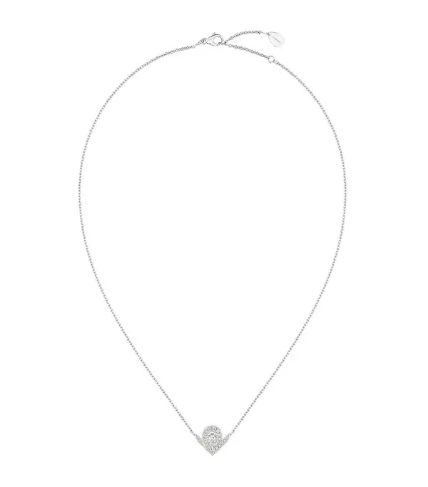 CHAUMET 18kt White Gold And Diamond Aigrette Pendant Necklace - Silver