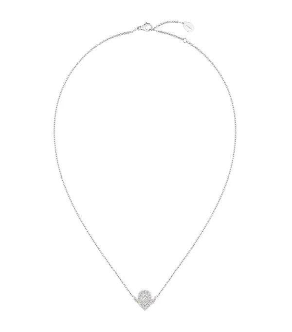 CHAUMET 18kt White Gold And Diamond Aigrette Pendant Necklace - Silver