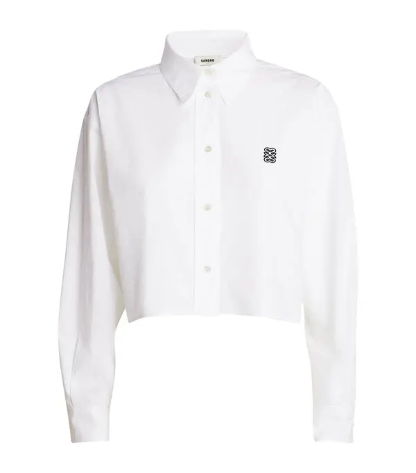 Sandro Cotton Logo Cropped Shirt