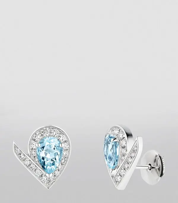 CHAUMET White Gold, Diamond And Aquamarine Joséphine Aigrette Stud Earrings