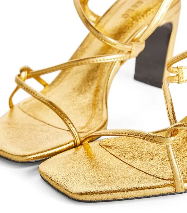Sandro Metallic Faye High Heel Sandals - Beige