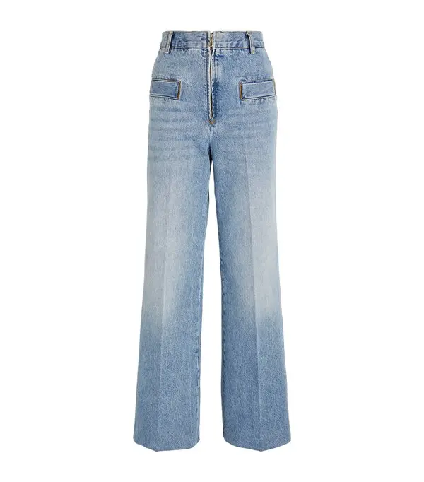 Sandro Zip Wide-leg Jeans - Blue