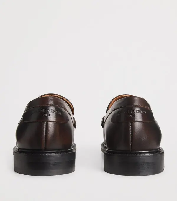 Claudie Pierlot Leather Loafers With Gold Tone Button