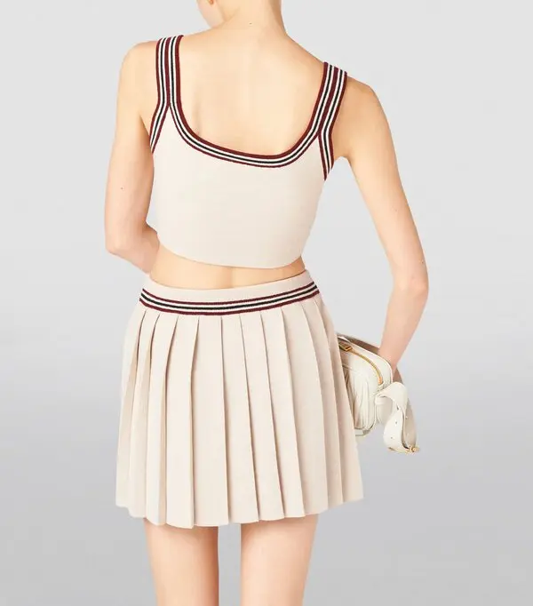 Miu Miu Cashmere Pleated Mini Skirt - Neutral