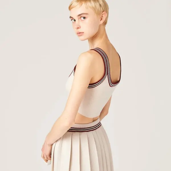 Miu Miu Cashmere Logo Cropped Top