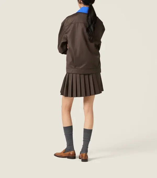Miu Miu Wool Pinstripe Pleated Mini Skirt - Brown