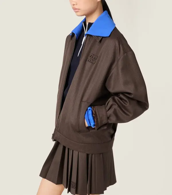 Miu Miu Wool Pinstripe Pleated Mini Skirt - Brown