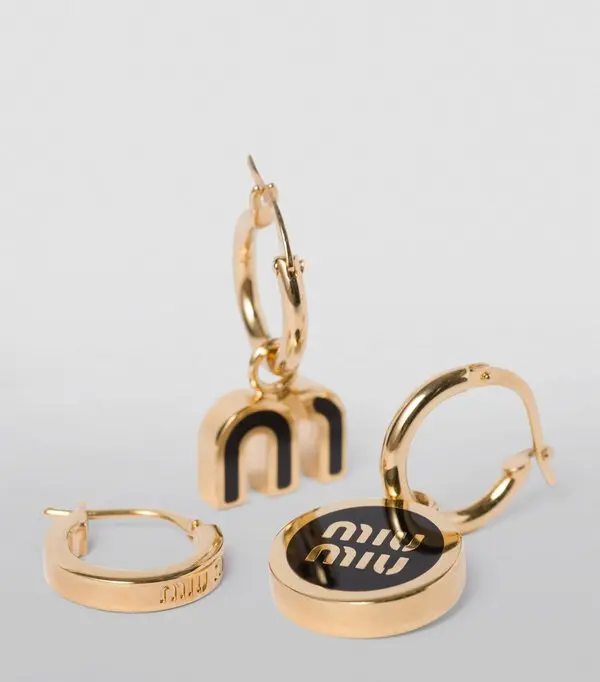 Miu Miu Enamelled Logo Hoop Earrings