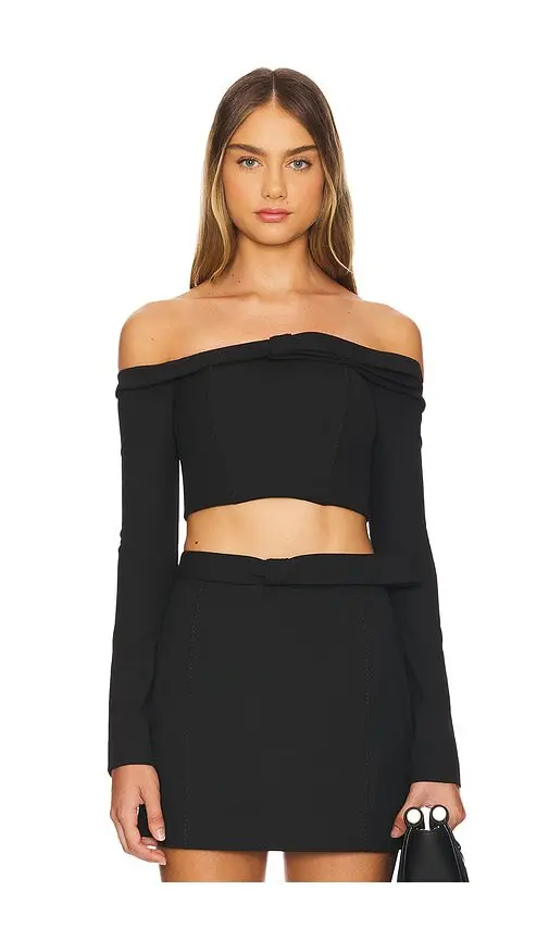 Cult Gaia Valia Off-the-shoulder Cropped Top - Black
