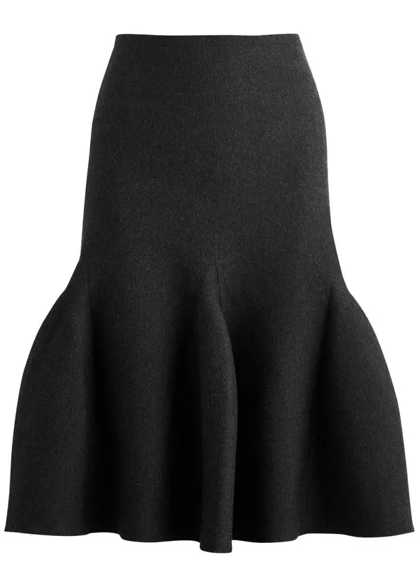 Alaïa Flared Wool-blend Midi Skirt