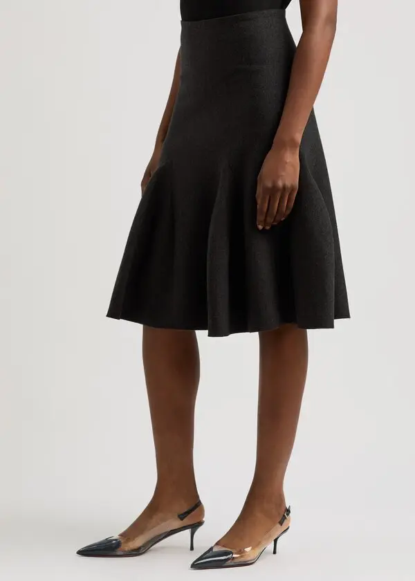 Alaïa Flared Wool-blend Midi Skirt