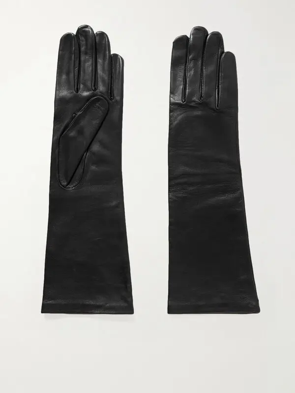 AGNELLE Celia Leather Gloves - Black