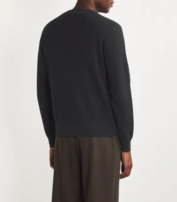Brioni Cotton-silk-cashmere Trama Weave Crew Neck Sweater