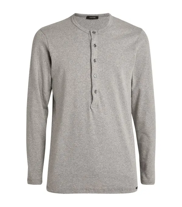 TOM FORD Cotton-blend Lounge Henley Top - Grey