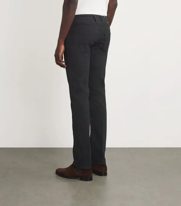 JACOB COHЁN Limited Edition Bard Slim Jeans With Lizard-skin Patch - Navy