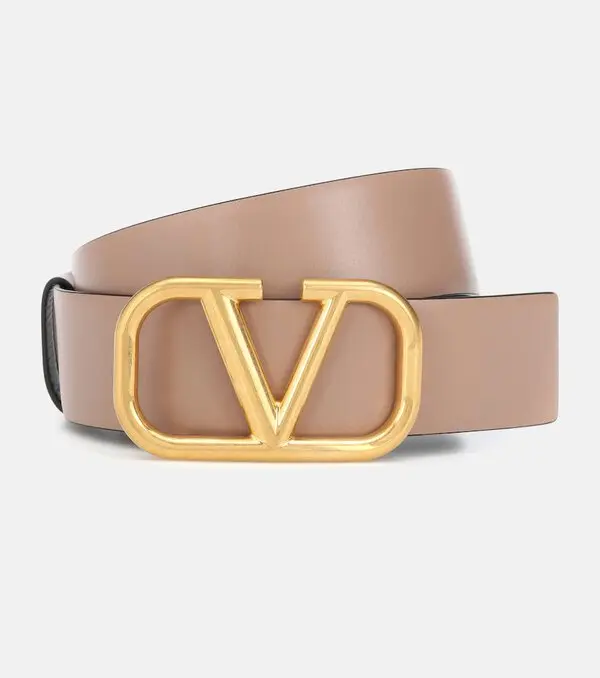 Valentino Garavani Vlogo Signature Reversible Leather Belt - Beige