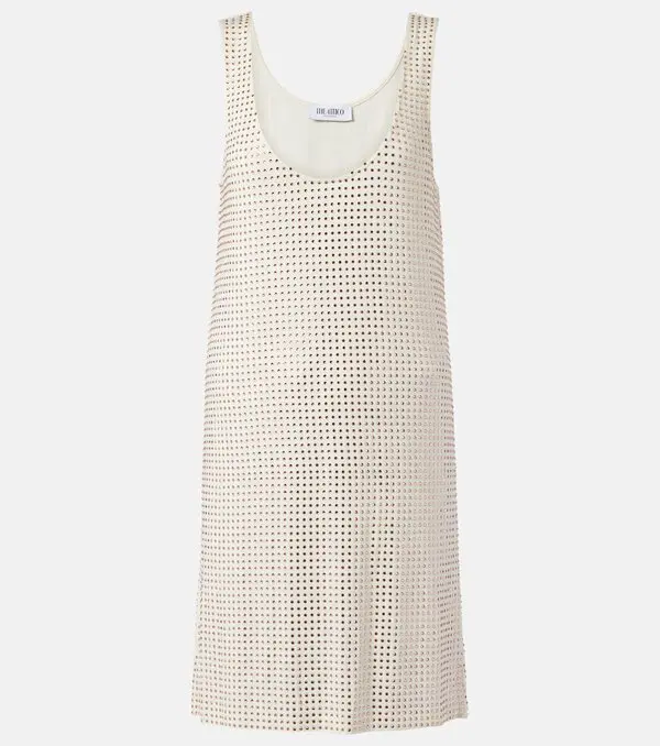 Attico Embellished Jersey Mini Dress - Neutrals