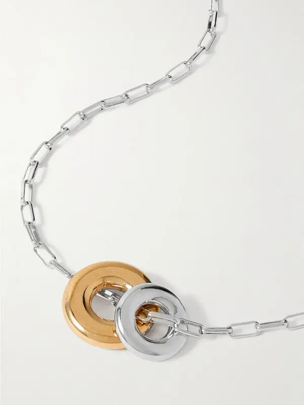 LAURA LOMBARDI Moneta Rhodium- And Gold-plated Recycled Brass Necklace - Silver