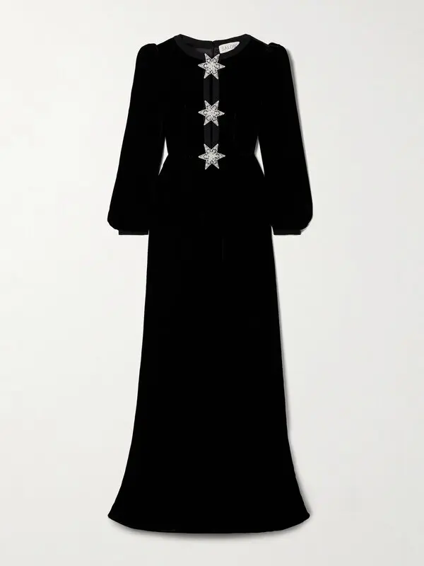 Saloni Camille Embellished Velvet Gown